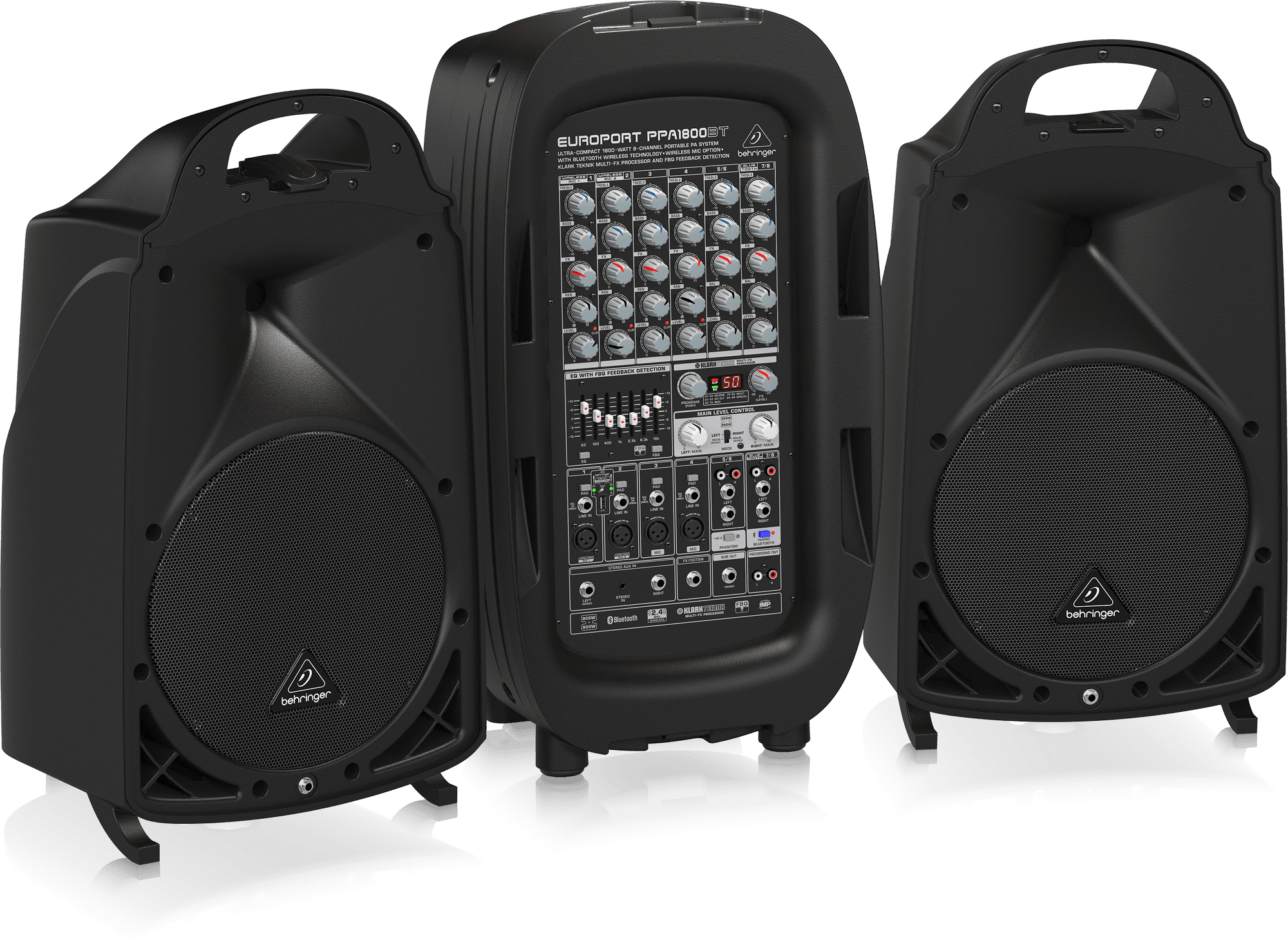 Behringer Europort PPA2000BT Portable PA System, Black - Audio Shop Dubai